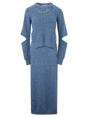 Ports 1961 Cut-out Knitted Dress - Blue