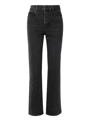 FRAME The Ruler High-rise Straight-leg Jeans - Black
