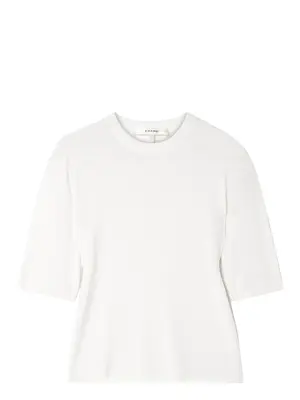 FRAME Ribbed Stretch-modal T-shirt - White