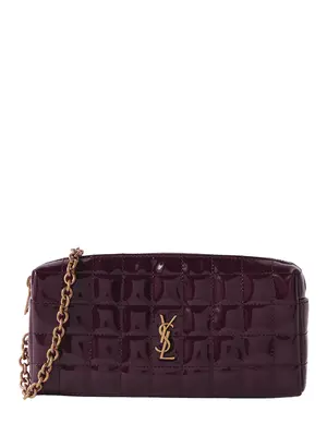 Saint Laurent Cassandre Mini Matelassé Vinyl Clutch - Burgundy