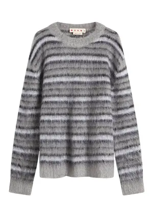 Marni Mohair Striped Knit Jumper - Antuqie Silver