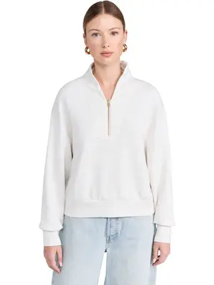Varley Davidson Quarter Zip Sweatshirt - Ivory Marl