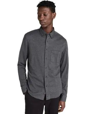 Faherty Brand Coastline Knit Shirt - Charcoal Heather Twill