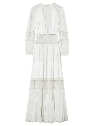 TWINSET Creponne Lace Maxi Dress - White