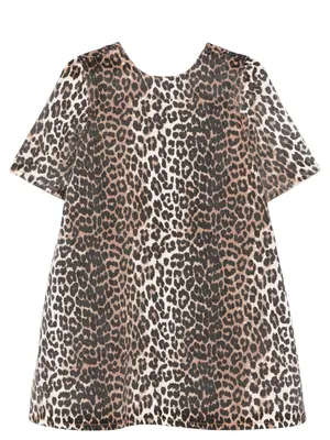 GANNI GANNI Leopard-Print Denim Mini Dress