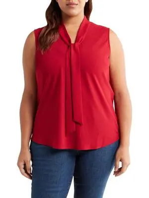 KASPER Sleeveless Tie-neck Top - Fire Red