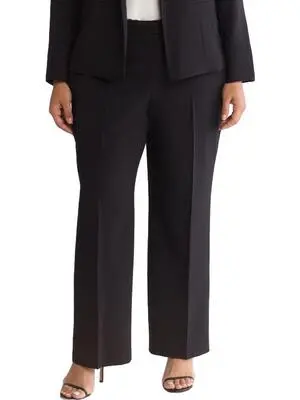 KASPER Tab Front Straight-leg Trousers - Black