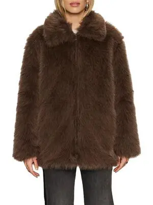 Sanctuary Carmen Faux Fur Coat - Morel