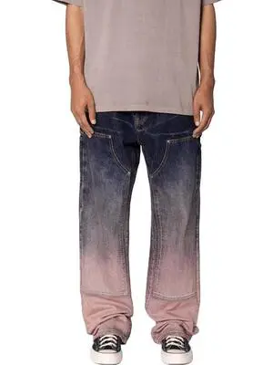 Mnml Gradient Ultra Baggy Carpenter Jeans - Blue/ Pink