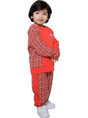 MIXED UP CLOTHING Baby Crewneck Sweatshirt And Jogger Pants Set - Red Multicolor
