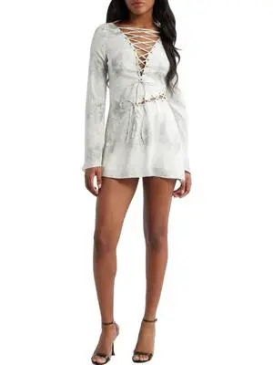 MISTRESS ROCKS Lace-up Mini Dress - Marble