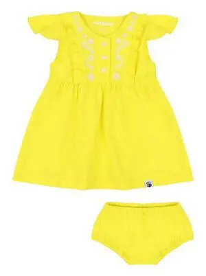 MIXED UP CLOTHING Vestito Baby Dress And Diaper Cover Set - Blazing Yellow