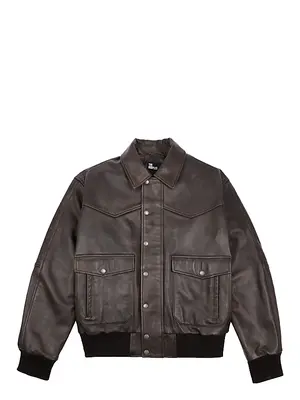 The Kooples Flap-pocket Oversized-fit Leather Jacket - Dark Brown