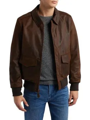 SCHOTT Lightweight Leather Flight Jacket - Brown