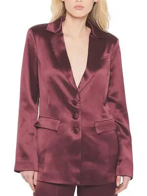 AS By DF Collins Satin Boyfriend Blazer - Decadent Wine