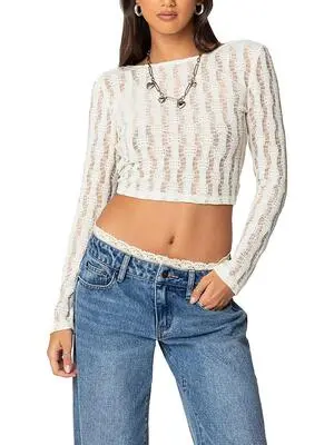 EDIKTED Twisted Back Knit Top - Beige