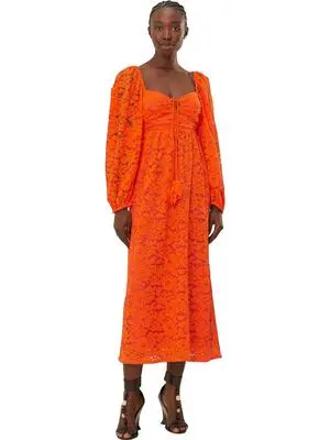 Farm Rio Lace Midi Dress - Orange