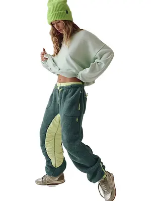 Free People FP Movement Sundown Fleece Jogger Pants Midnight Jade