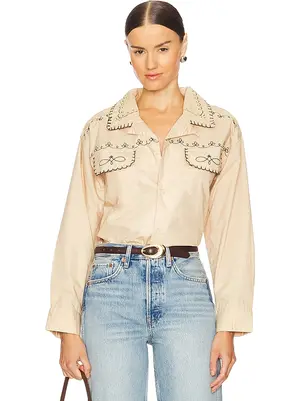 FOUND Found X REVOLVE Embroidered Button Up Shirt