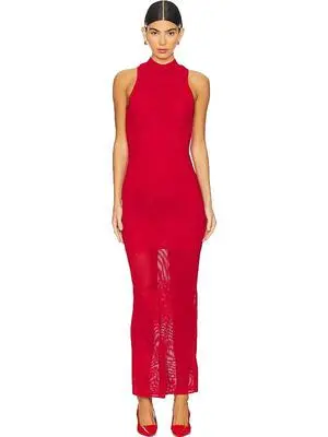 Fleur Du Mal Lace Pointelle Knit Racer Dress - Ruby Red