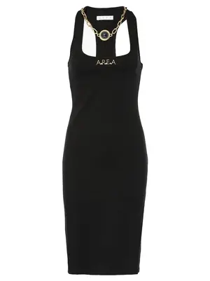 AREA Logo Chain-detail Midi Dress - Black
