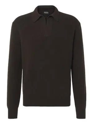 Zegna Cashmere Polo Sweater - Brown