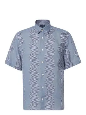 Frescobol Carioca Castro Printed Linen Shirt Blue