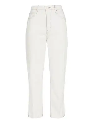 FRAME Le Mec Cropped High-rise Straight-leg Jeans - White