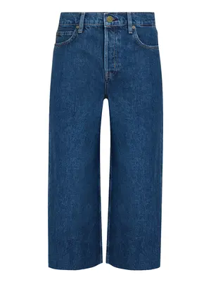 FRAME Cropped High-rise Straight-leg Jeans - Mid Denim