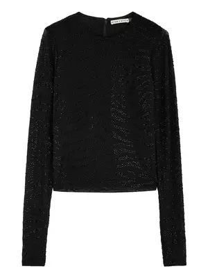 Alice + Olivia Delaina Embellished Tulle Top - Black