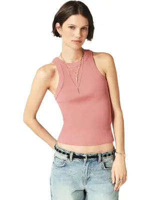 Ba&sh Ba&sh Cynda Ribbed Sleeveless Top Pink