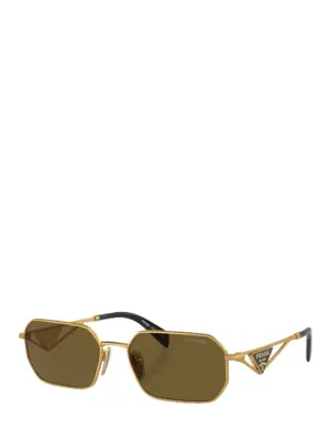 Prada Irregular Full Rim Sunglasses With Logo - Gold