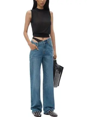 Alexander Wang Alexander Wang Asymmetrical Waistband Lace Jeans Blue