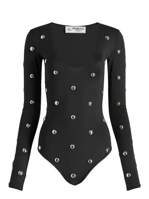 Fiorucci Metal Studded Bodysuit - Black