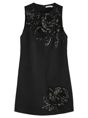 Alice + Olivia Clyde Embellished Satin Mini Dress - Black