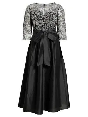 Pisarro Nights Beaded Taffeta Gown - Black/silver