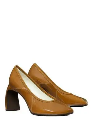 Tory Burch Pointed Toe Leather Pumps - Caramel Tan
