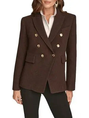 Donna Karan New York Double-breasted Wool-blend Blazer - Chocolate