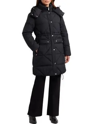 Sam Edelman Sam Edelman Mixed Quilt Puffer Coat Black