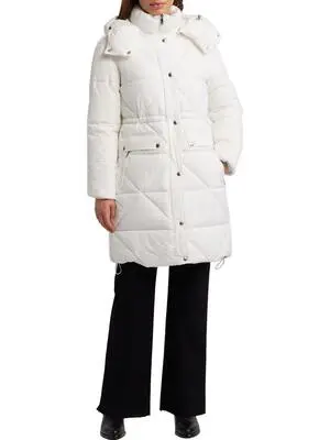 Sam Edelman Sam Edelman Mixed Quilt Puffer Coat Winter White