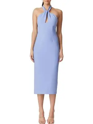 ELLIATT Victoria Halter Neck Stretch Crepe Cocktail Dress - Cornflower