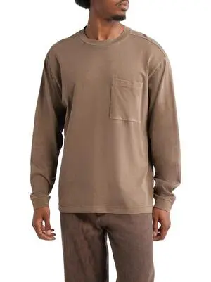 Bp. Oversize Long Sleeve Pocket T-shirt - Brown Shiitake Washed