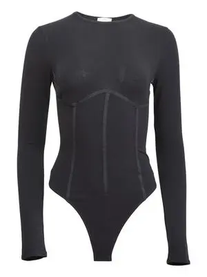 FLEUR DU MAL Organic-cotton T-shirt Bodysuit - Black