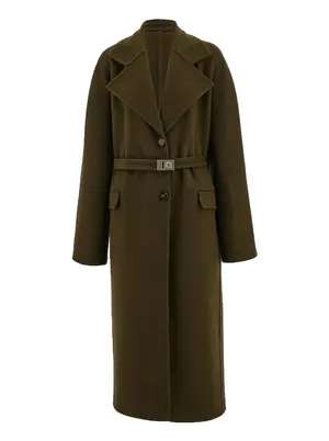 FERRAGAMO FERRAGAMO Single-Breasted Virgin Wool And Cashmere Coat Green