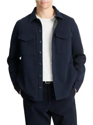 Vince Double-knit Cotton-blend Piqué Shirt Jacket - Blue