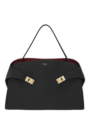 FERRAGAMO Hug Soft Bicolor Shoulder Bag - Black
