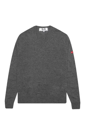 Play Comme Des Garcon Small Heart Sweater - Grey