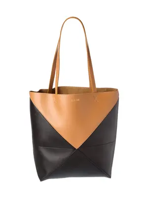 Loewe Loewe Puzzle Fold Leather Tote Brown