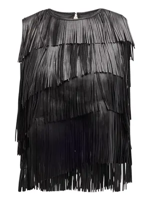 Ulla Johnson Leonie Leather Fringe Top - Noir