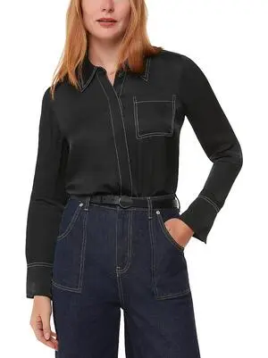 Whistles Top Stitch Shirt - Black